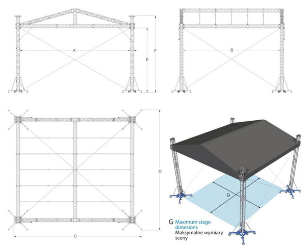 ProFlex Gable Shape Roof system, 390mm (15.35") Square Truss Construct ...